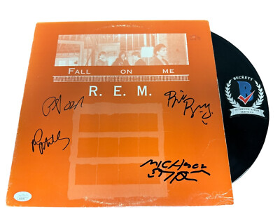 REM Band Signed Autograph Fall On Me LP Vinyl Michael Stipe Peter Buck ...