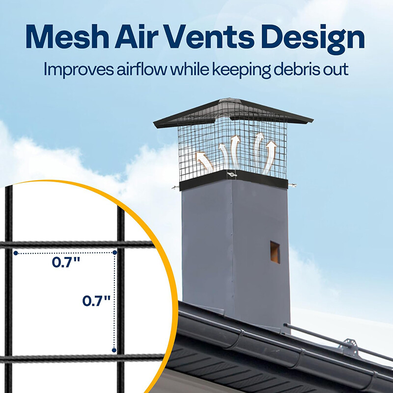 9x9 Inch Chimney Cap Square Chimney Cover Galvanized Steel Fireplace ...