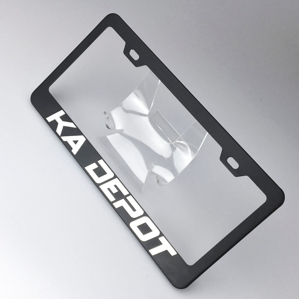 Matte Black custom Logo Mirror Laser Etched SS License Plate Frame Tag ...