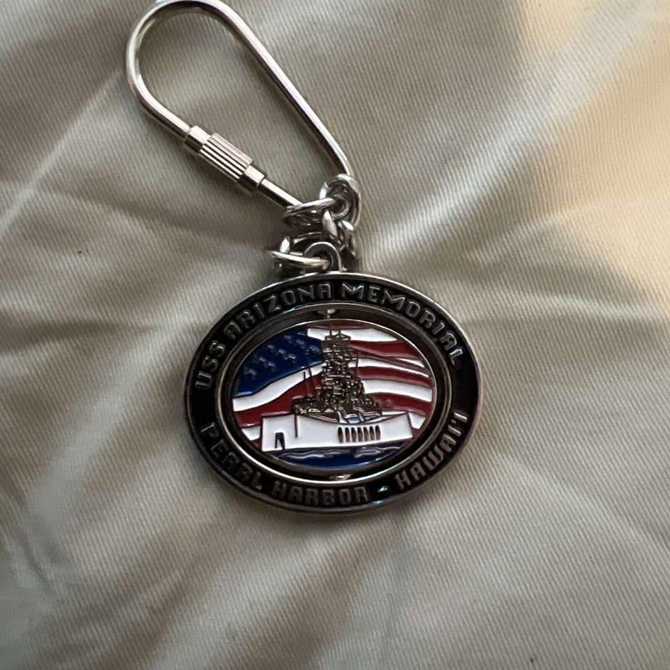USS Arizona Memorial Pearl Harbor Hawaii Metal Keychain Historic Swivel ...