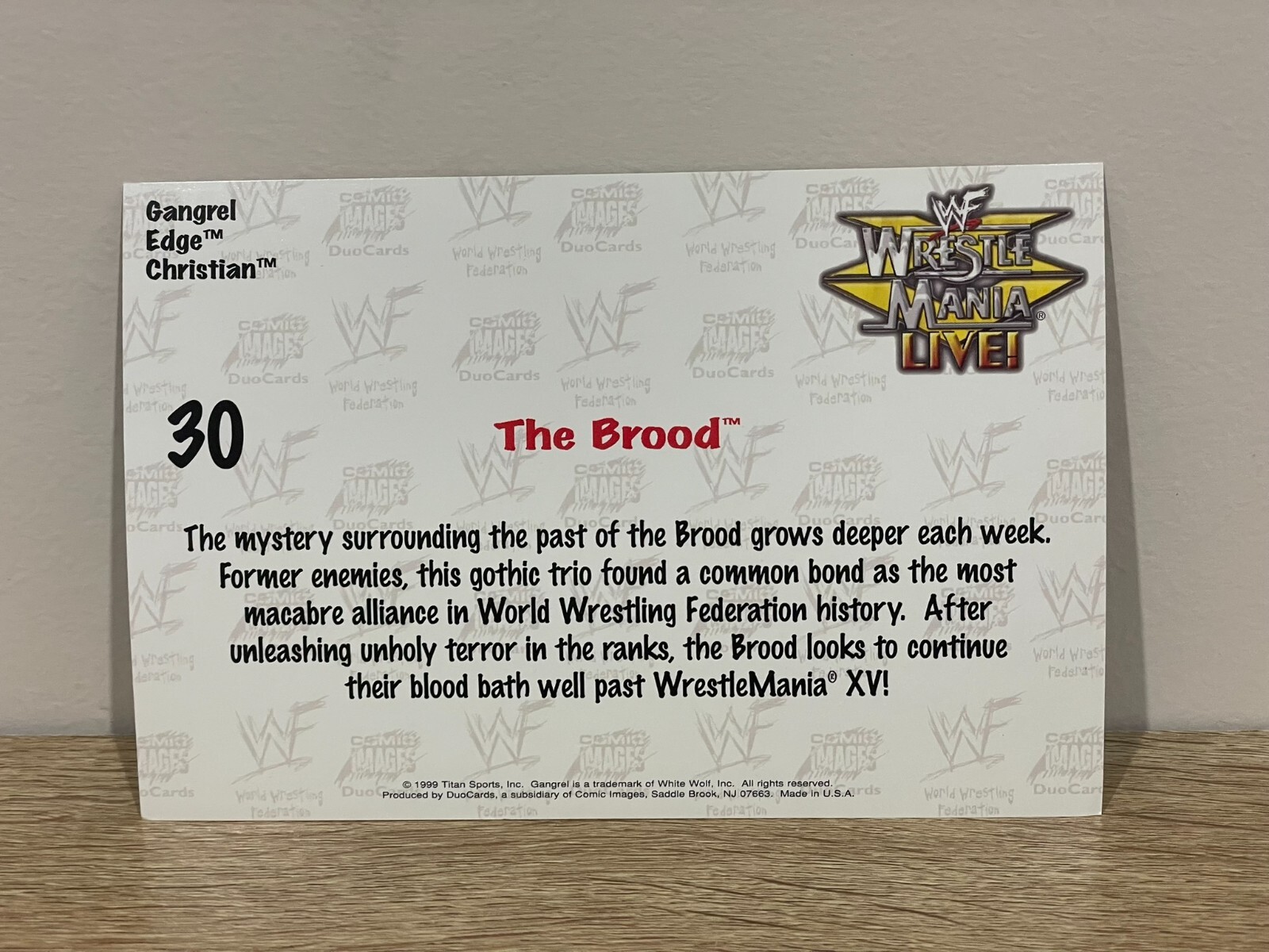 1999 WWF Wrestlemania Live! Photocards The Brood Gangrel, Edge ...