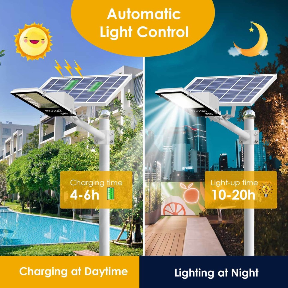 1.6kW 1600W LED Street Light Solar LED IP65 Dusk To Dawn Road Lamp+Pole ...