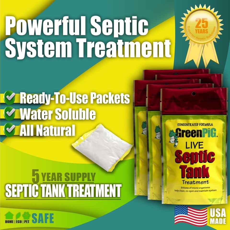 Green Pig 56 Live Septic Tank Treatment 5-Year Supply Ultimate Solution ...