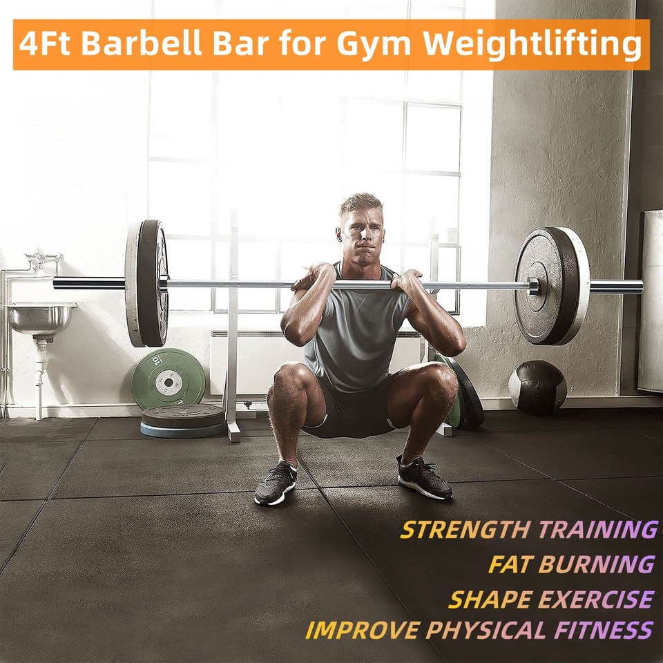 Nisorpa 4ft Barbell Bar 2" Center Holes Stainless Steel Weightlifting ...
