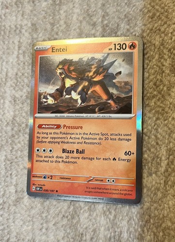 Reverse Holo Entei 030/197 Rare Obsidian Flames Pokemon TCG | eBay