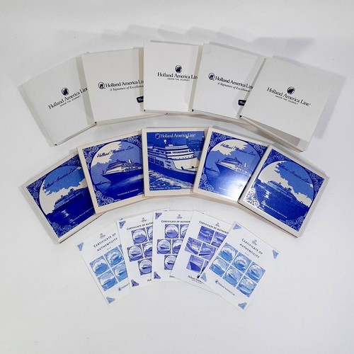 5 x Vintage Holland America Line Coasters Delft Blue with COA ...