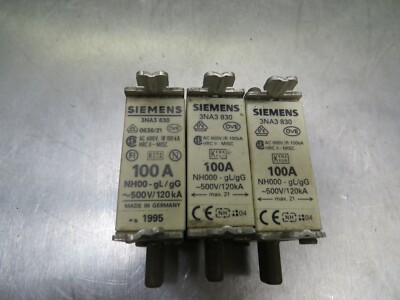 Siemens 3NA3830 Fuse 100A Lot of 3! | eBay
