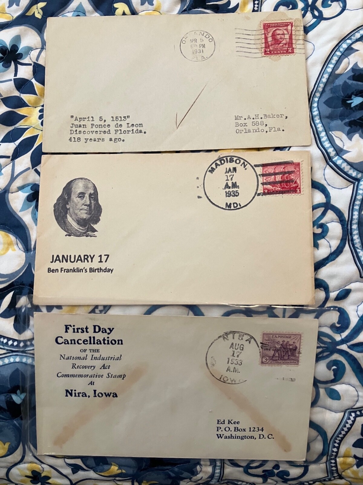 3 old covers Note NIRA IOWA FDC 736 Madison MD etc | eBay