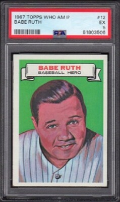 1967 Babe Ruth Topps Who Am I? Card #12 Graded PSA 5 Excellent (EX) | eBay