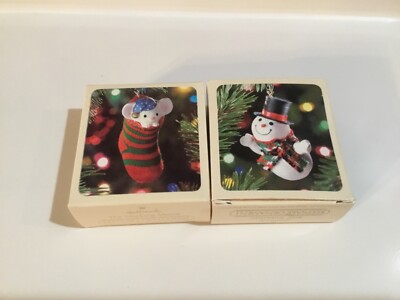 Lot 2 VTG Hallmark Keepsake Ornament 1981 The Stocking Mouse Jolly ...