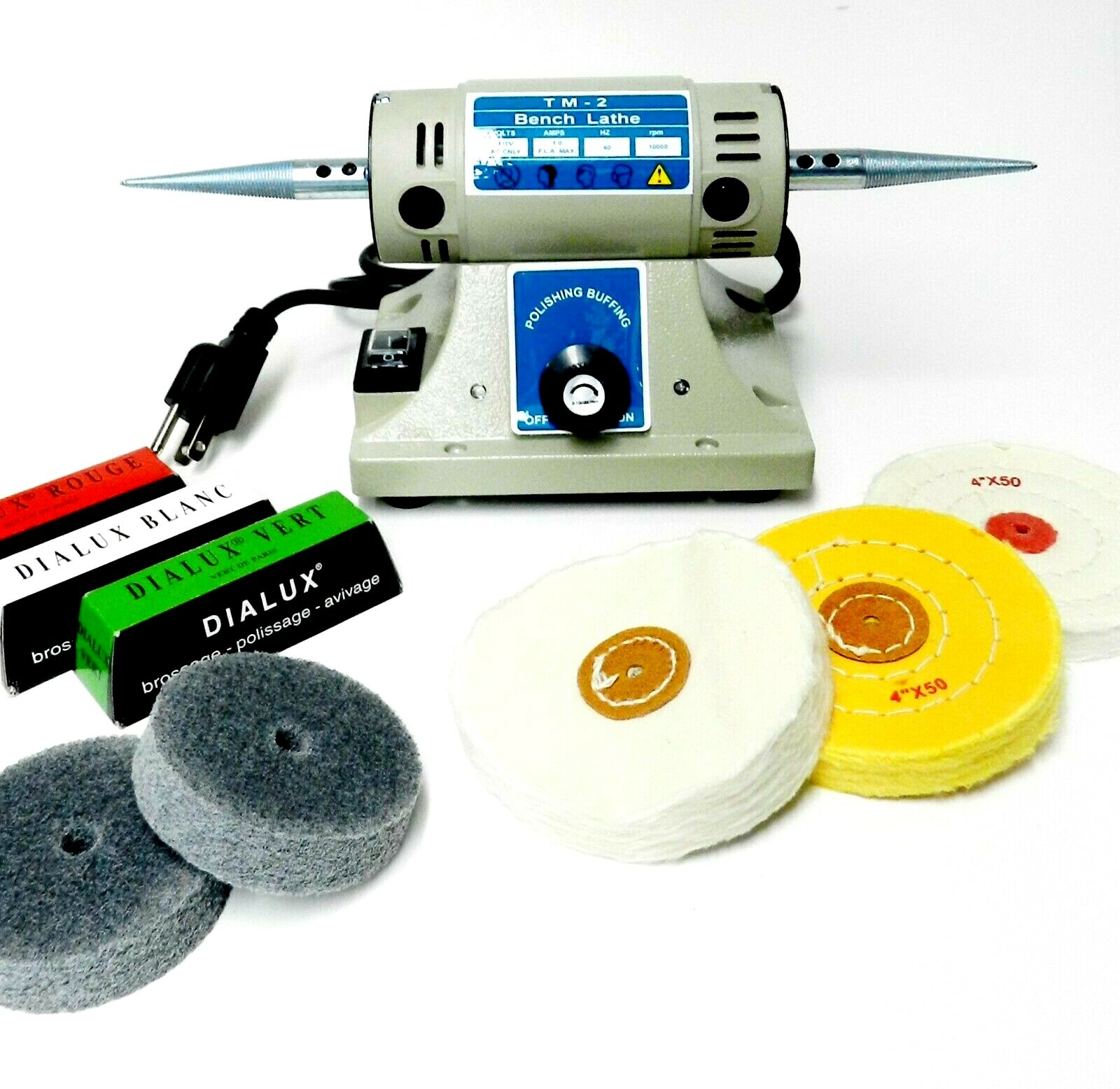 Bench Top Buffer Polisher Kit Variable Speed Motor with Set Buffs ...