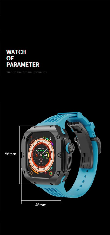 Premium Titanium Alloy Case + Silicone Strap MOD KIT For Apple Watch ...