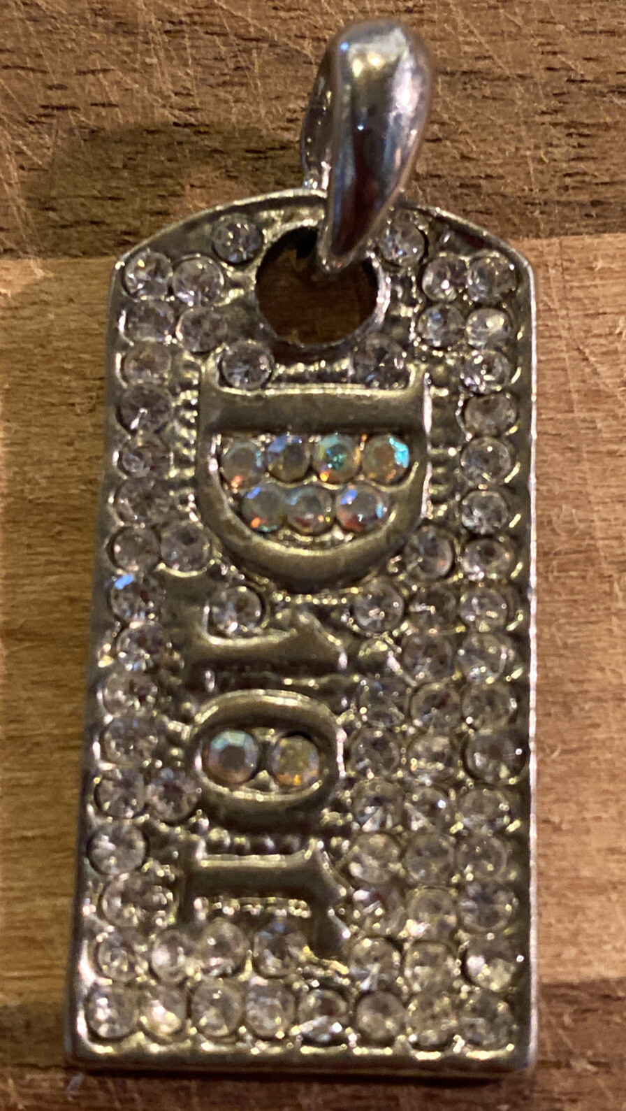 Christian Dior Logo Rhinestone Dog TAG Pendant Aurora… - Gem