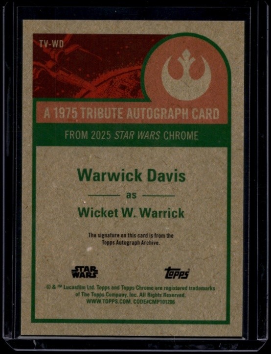 2025 Topps Chrome Star Wars Wicket Warwick #TV-WD 1975 Tribute Auto /75 ...