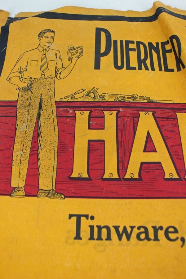 Vtg 1940s Puerner Hardware Company Watertown Wi Double Sided Canvas ...