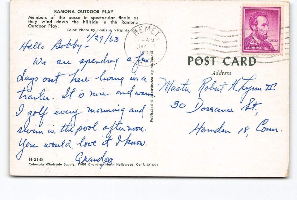 Ramona Outdoor Play Posse Members Finale Hillside CA Chrome Postcard Vtg 1963 | eBay