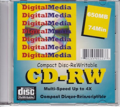 Digital Media Compact Disc-Rewritable CD-RW Multi-Speed Up to 4x (CD ...