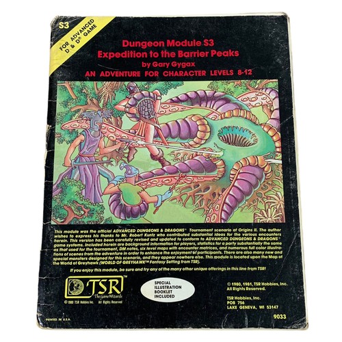 Vintage Dungeons & Dragon Dungeon Module S3 Expedition To The Barrier ...
