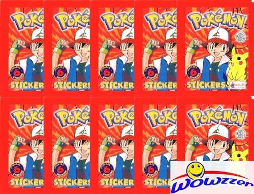 (10) 1999 Topps Merlin POKEMON Sealed Packs-60 Mint Stickers! Over 20 ...