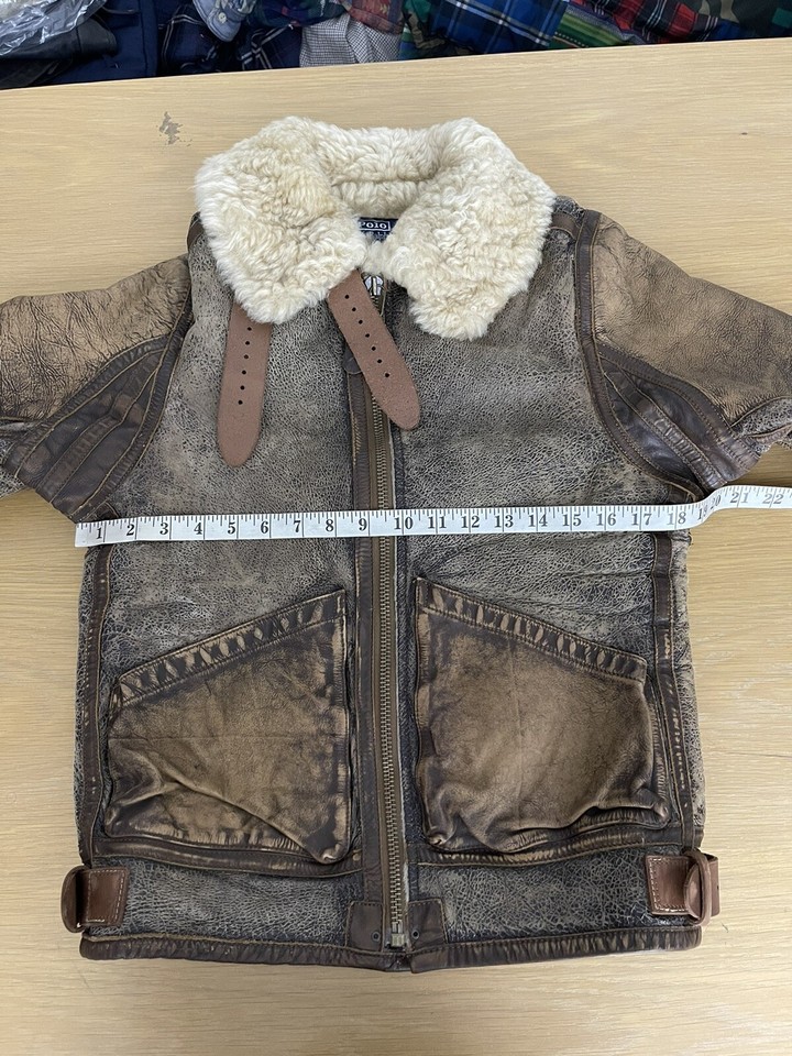 $2498 Polo Ralph Lauren X-Small Brown Shearling Bomber Jacket RRL ...