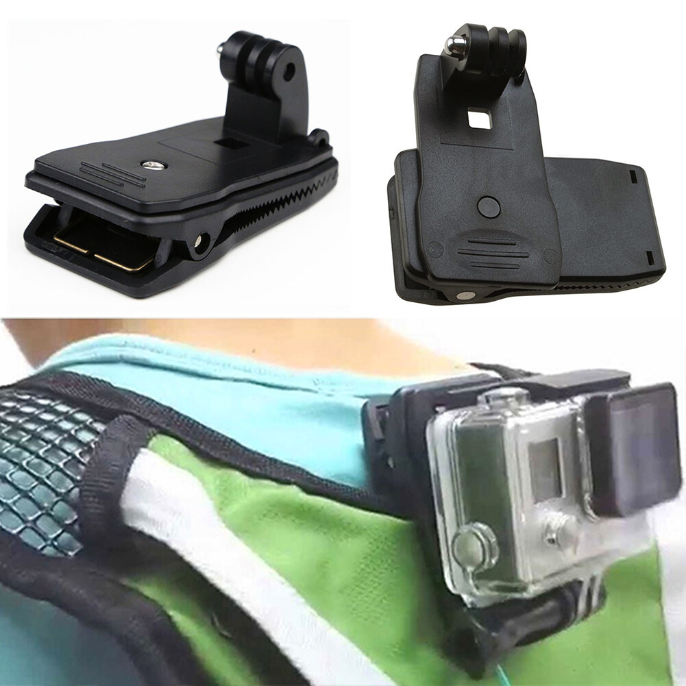 For Go Pro4/3+/3/2/1 Mount 360-degree Rotation Clip Backpack Outing 360 ...