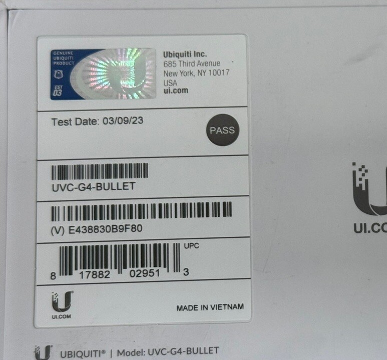 Ubiquiti UVC-G4-Bullet Indoor/Outdoor UniFi Protect G4 Bullet New ...