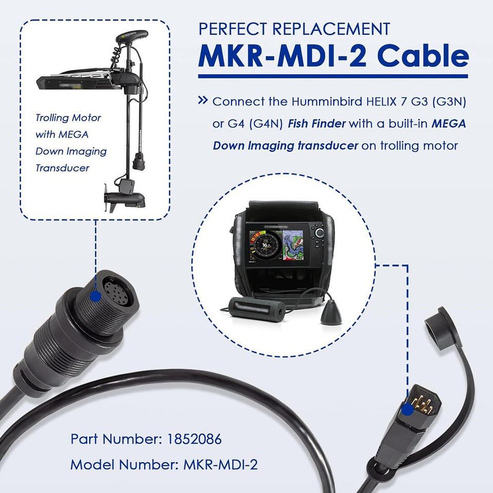 for Minn Kota 1852068 MKR-MDI-2 Humminbird 7-Pin US2 Transducer Adapter ...