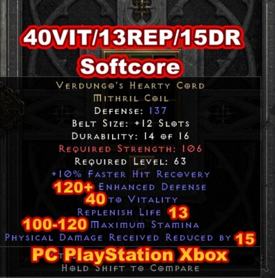 Verdungo's Hearty Cord ⭐ Ladder/NL Diablo II Resurrected D2R SC PC/Xbox ...