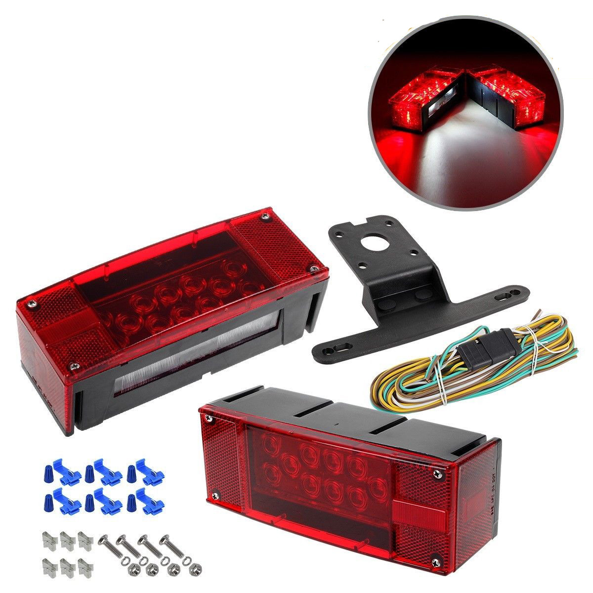 Rectangle LED Submersible Red Trailer Rectangle Stop Turn Tail Lights ...