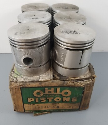 6 New Old Stock Ohio Lynite Loex L18149 PISTONS Set of 6 Semi Sized ...