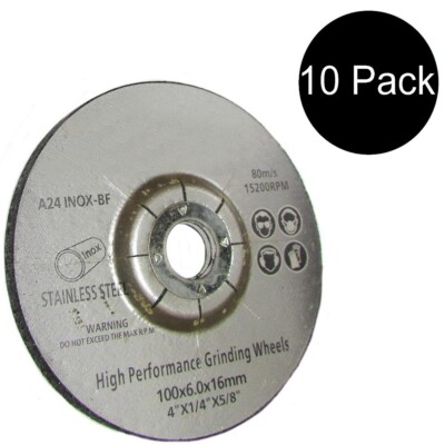 (10 Pack) 4" x 1/4" x 5/8" T27 Metal Grinding Wheels for Angle Grinders ...