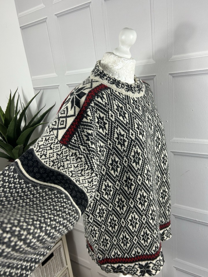 Enzo Lorenzo Merino Wool Nordic Themed Jumper Chest 45in in White Red ...