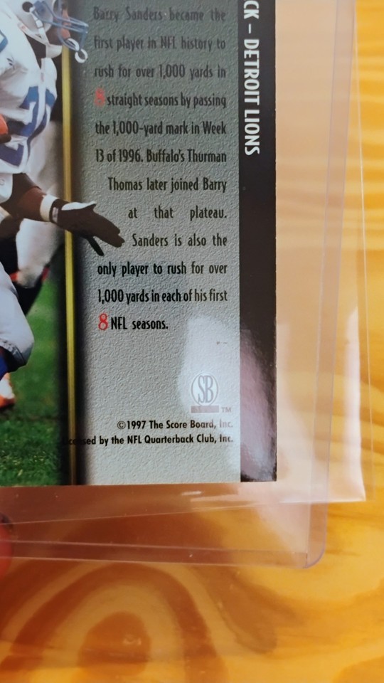 1997 Scoreboard Barry Sanders Standout Numbers Magnified Gold 161/270 ...