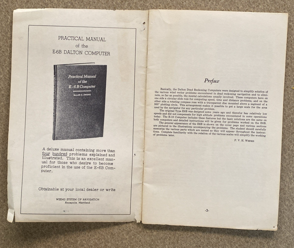 VTG Weems Dalton Dead Reckoning Computer Type E-6B w/ Case ...