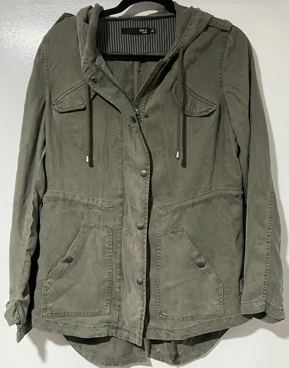 Max Jeans Olive Military Style Lightweight Hooded Jac… - Gem