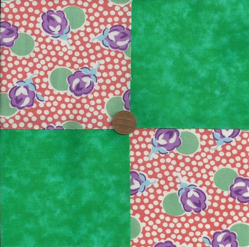 Roses n Green 4 inch Fabric Craft Quilt Squares Block MY8 | eBay