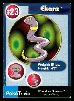 Pokemon Poke Trivia EKANS #23 Burger King Card | eBay