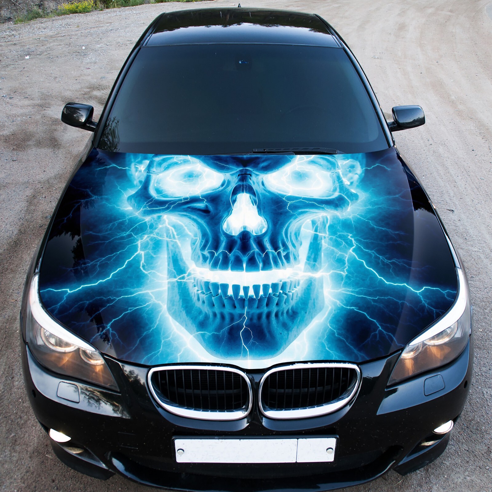 Electric Skull Car Hood Wrap Decal Vinyl Sticker Graphic For Car and ...