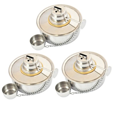 3 Pcs Spirit Alcohol Burner Warming Oil Lamp Heater Silver Plated DS ...