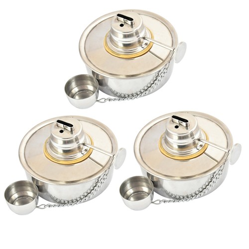 3 Pcs Spirit Alcohol Burner Warming Oil Lamp Heater Silver Plated DS ...