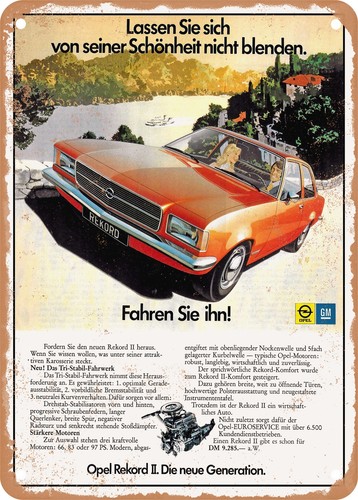 METAL SIGN - 1972 Opel Rekord II, Germany Vintage Ad | eBay