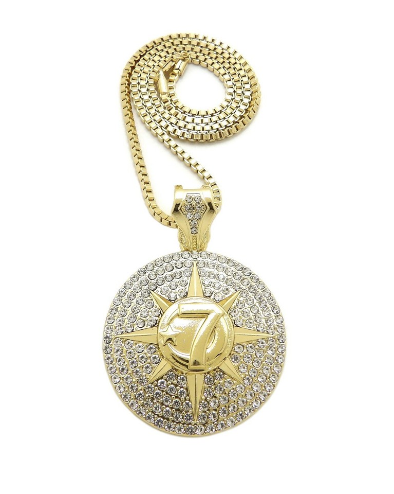 Hip Hop 5 PERCENTER 7 STAR Pendant & Box / Franco / Cuban Chain Bling ...