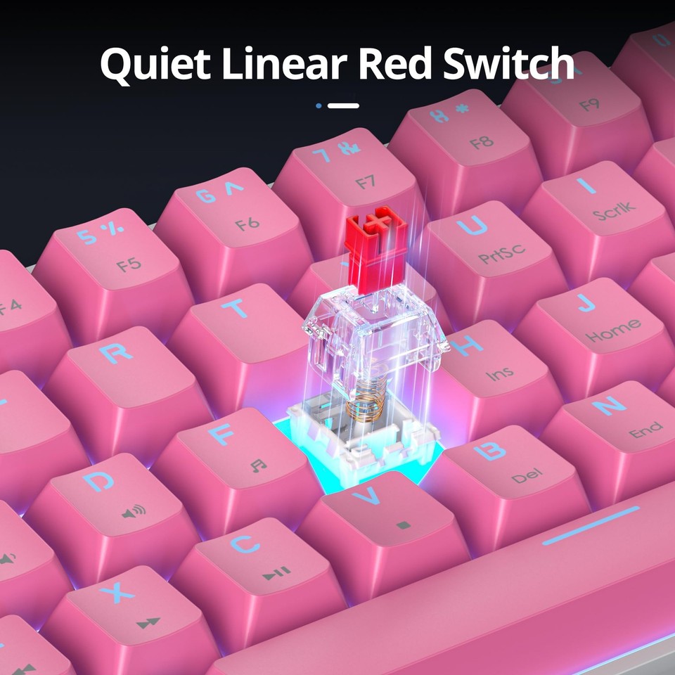 60% Percent Gaming Keyboard Mechanical with Linear Red Switch, 61-Keys ...