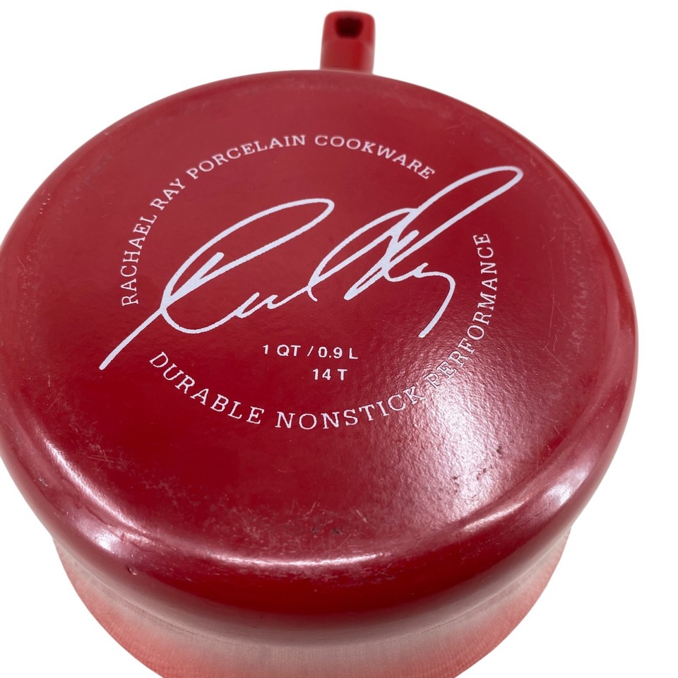 Rachel Ray Red Shimmer 1 qt Nonstick Saucepan Pot w/Glass Lid Cookware ...