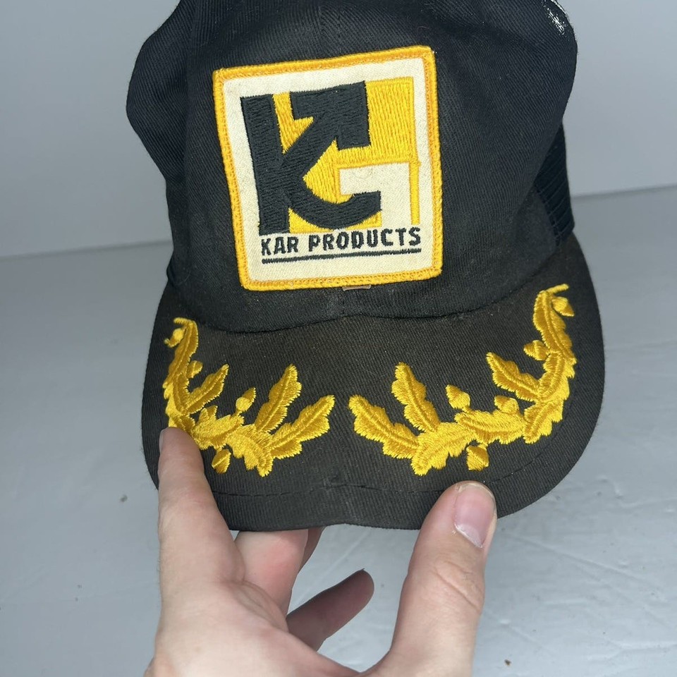 Vintage 80s Kar Products Black K-Brand Black Trucker Hat 1980s | eBay