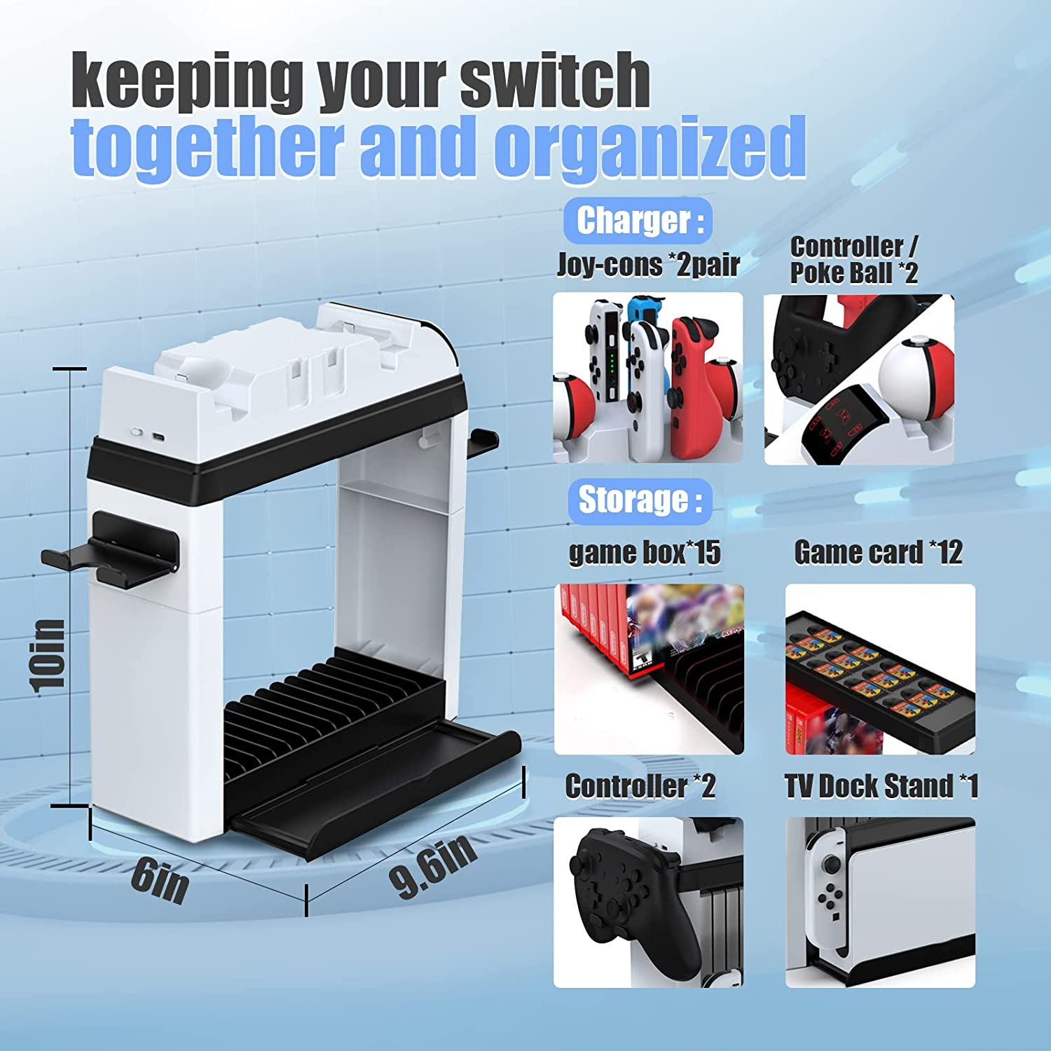 Nargos Switch Games Organizer Holder with Nintendo Switch & OLED Joy ...