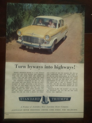 1959 Standard Vanguard Sedan Aussie Original Mag Advert 1 | eBay Australia