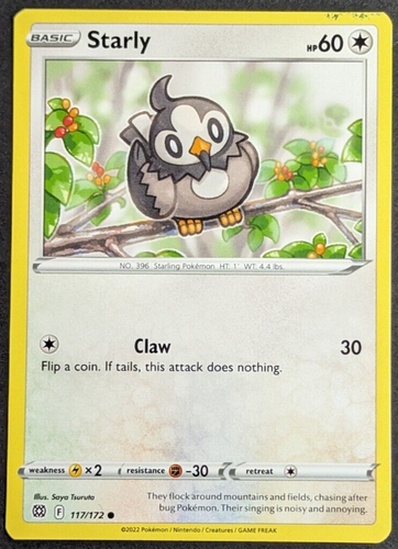 Starly Ink Stain Error NM 117/172 Brilliant Stars Pokemon Card | eBay