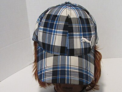 Puma Blue Plaid Flex Fit Hat | eBay