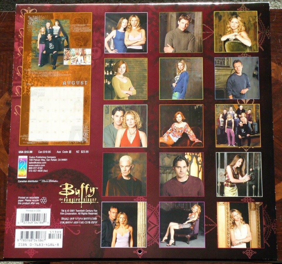 Buffy the Vampire Slayer 2001-2002 Wall Calendar(12X12) | eBay